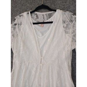 Reba | Dresses | Reba Dress Womens Sz M White Ivory Lace Western ...